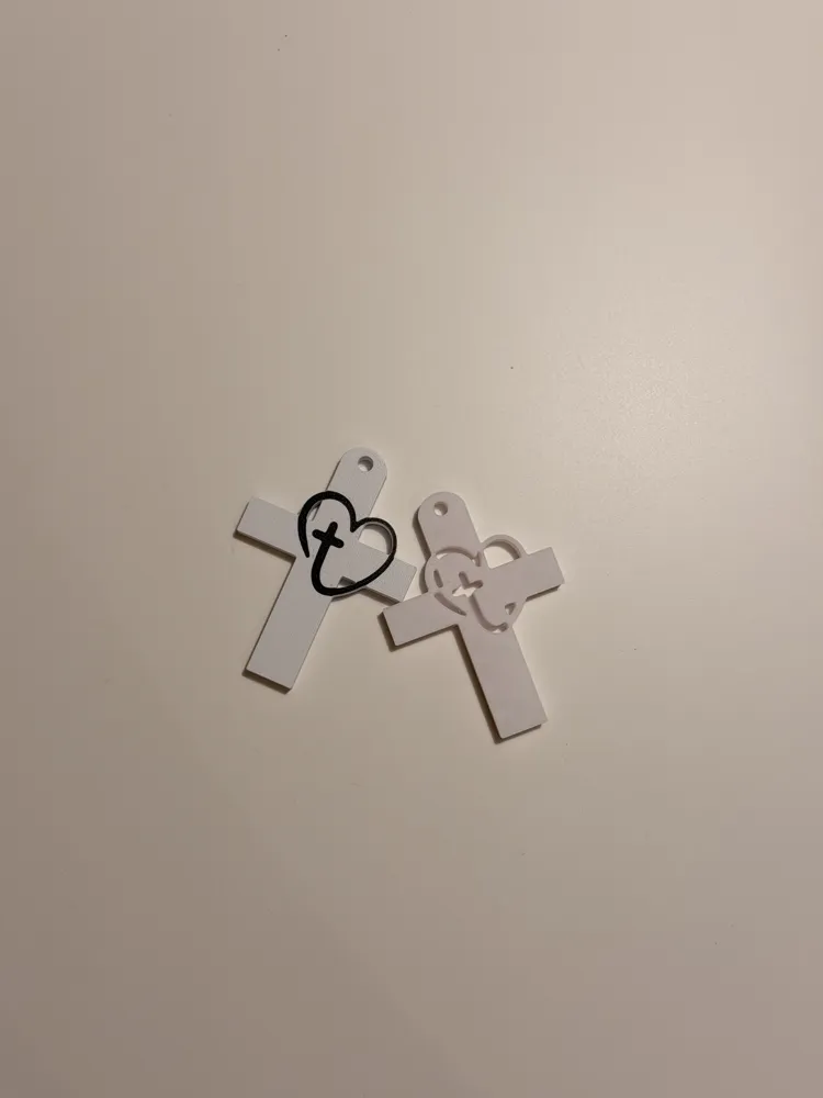 Cross Keychain with Heart and Cross Symbol - Free 3D Print Model ...