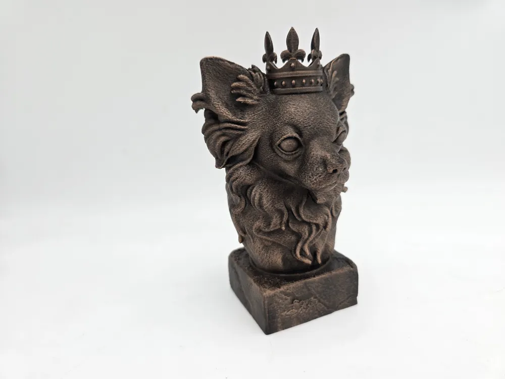 Royal Long-Haired Chihuahua Bust - Free 3D Print Model - MakerWorld
