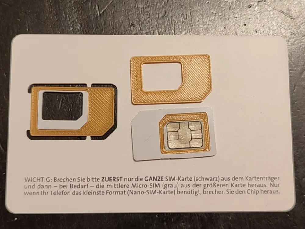 3D Printable SIM Card Adapter (Nano>Micro>Mini) - Free 3D Print Model ...