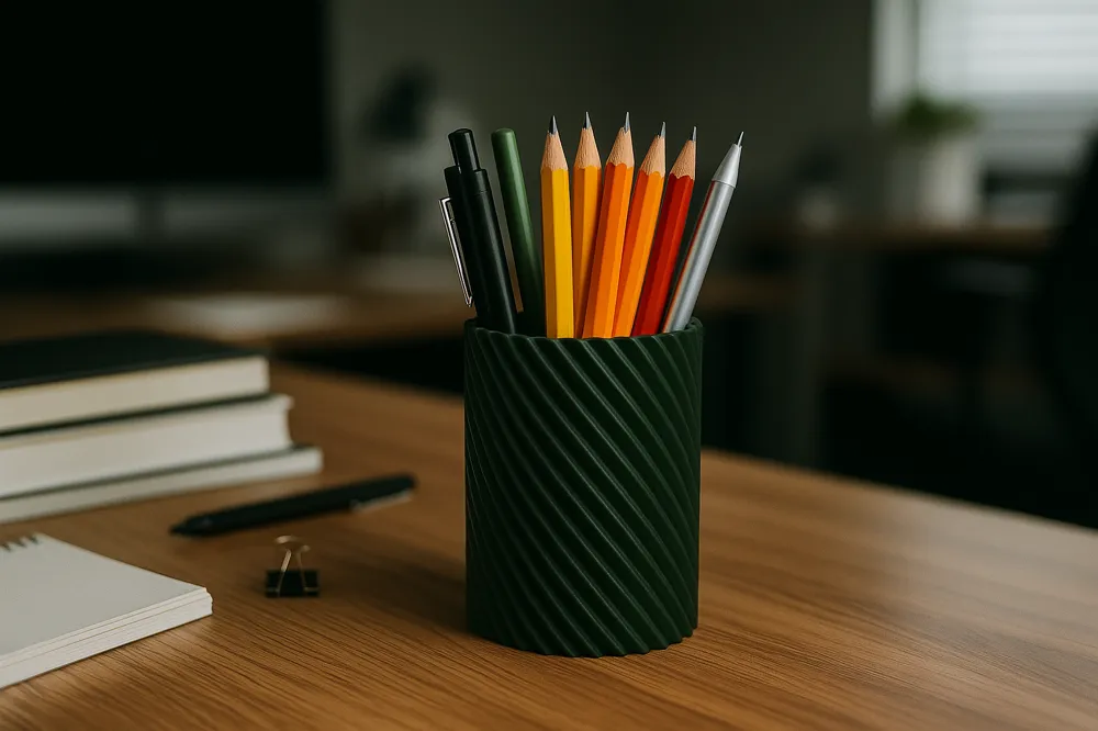 Modern Ribbed Pencil Holder - Free 3D Print Model - MakerWorld