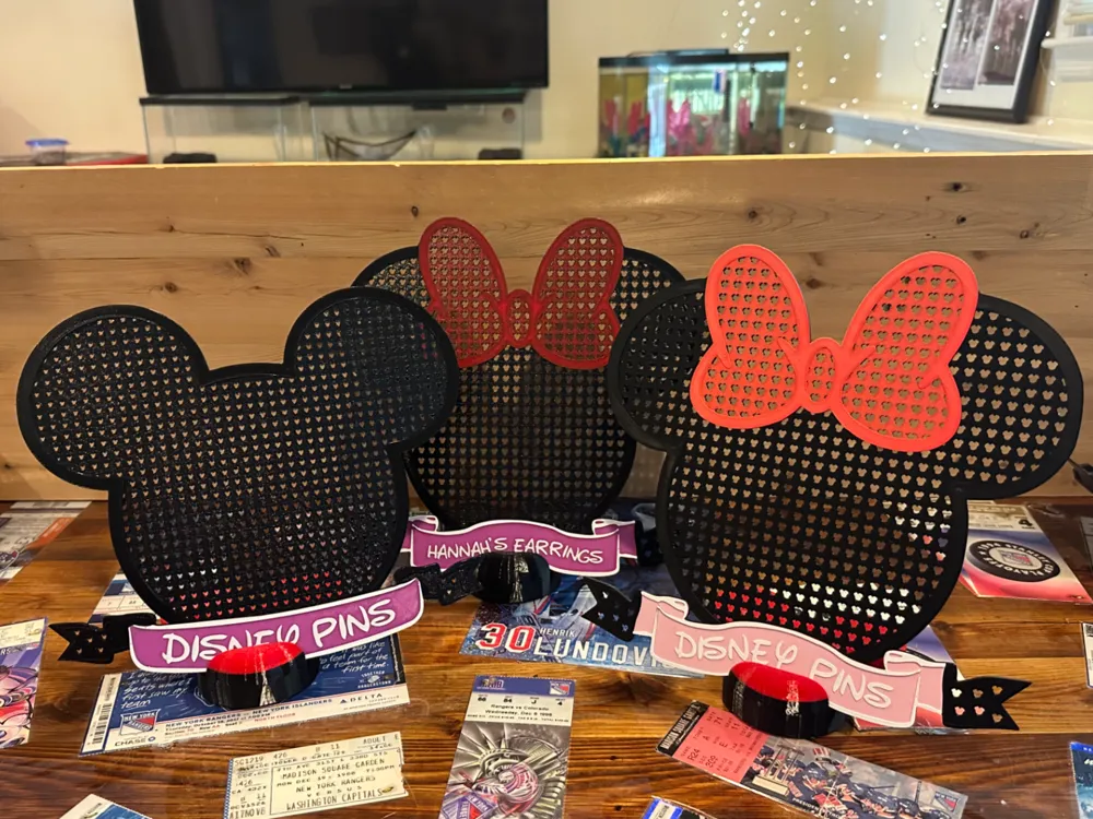Disney Mickey and Minnie Pin Earring Holders - Free 3D Print Model ...