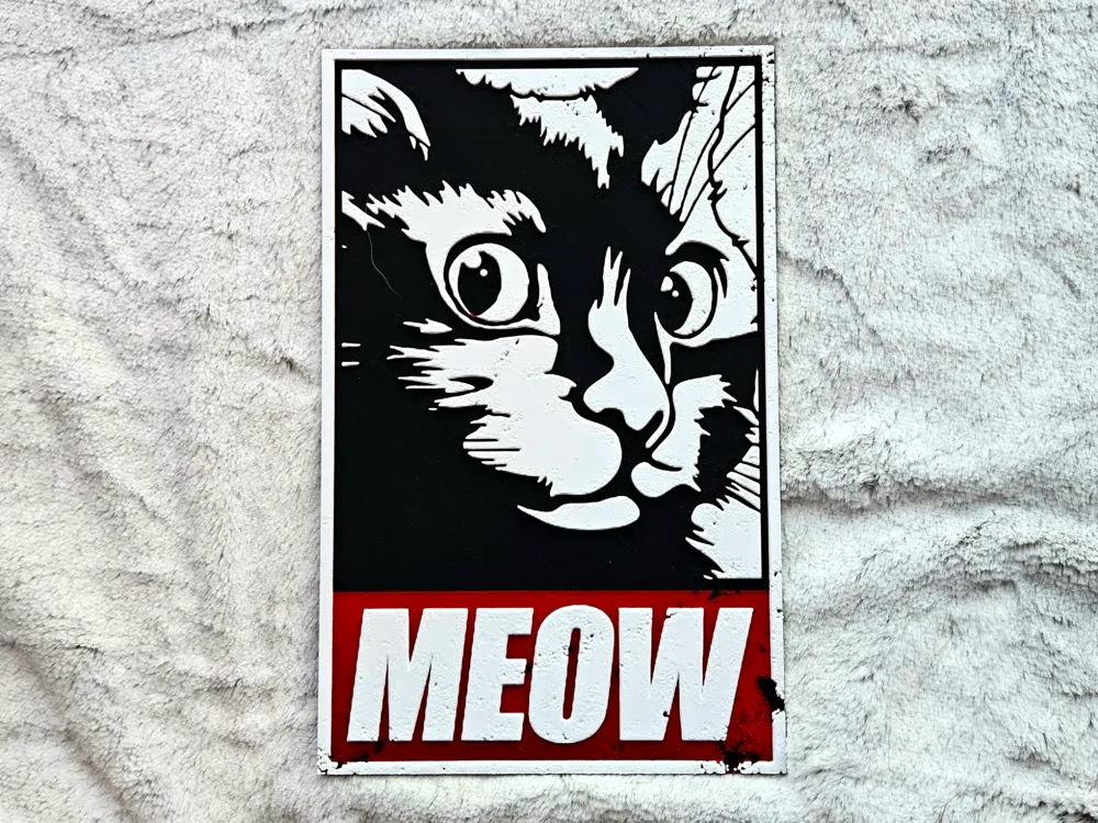 MEOW! - Retro Poster - Free 3D Print Model - MakerWorld