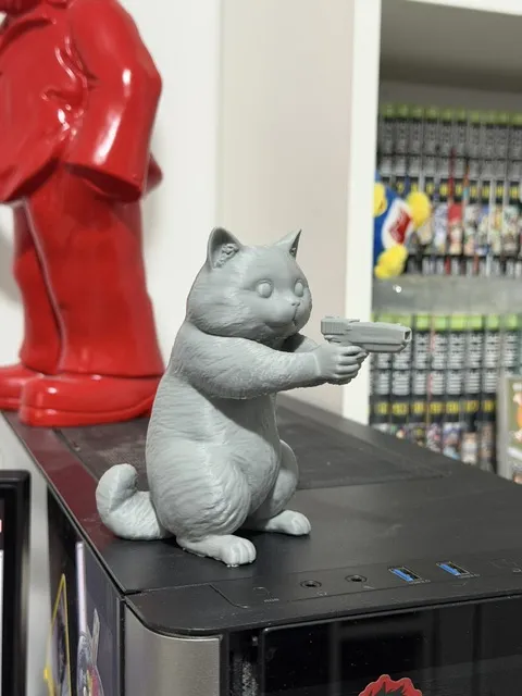 Desk Buddy Cat Gangster - Free 3D Print Model - MakerWorld