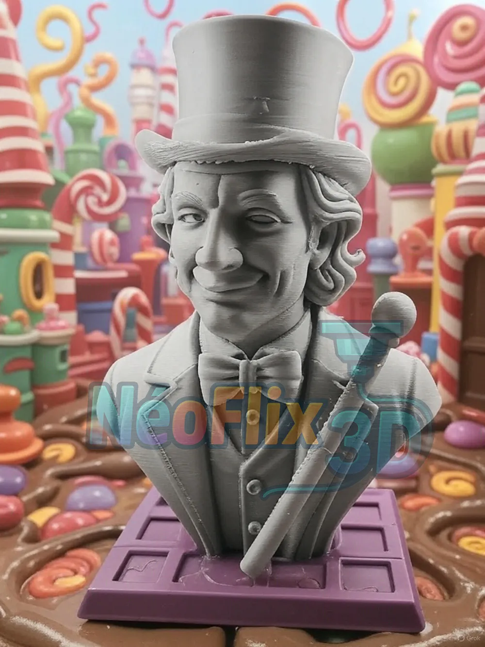 Willy Wonka Chocolate Maker Bust - Free 3D Print Model - MakerWorld