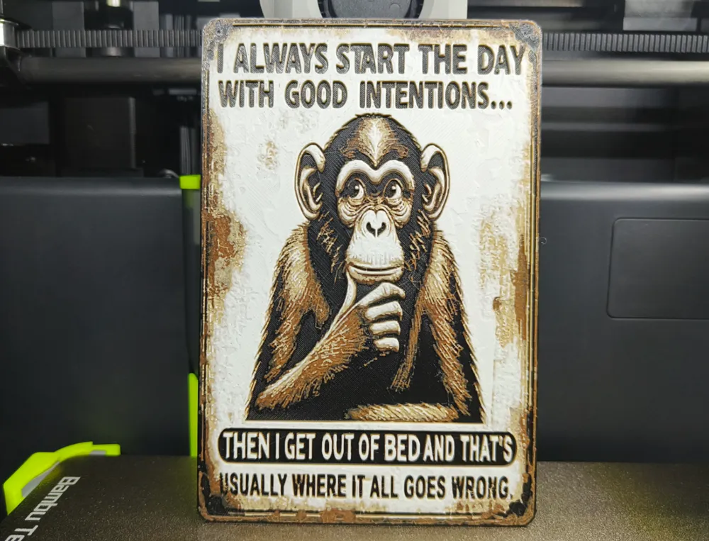 Funny Monkey sign 100x150 HueForge by hyperpm - MakerWorld