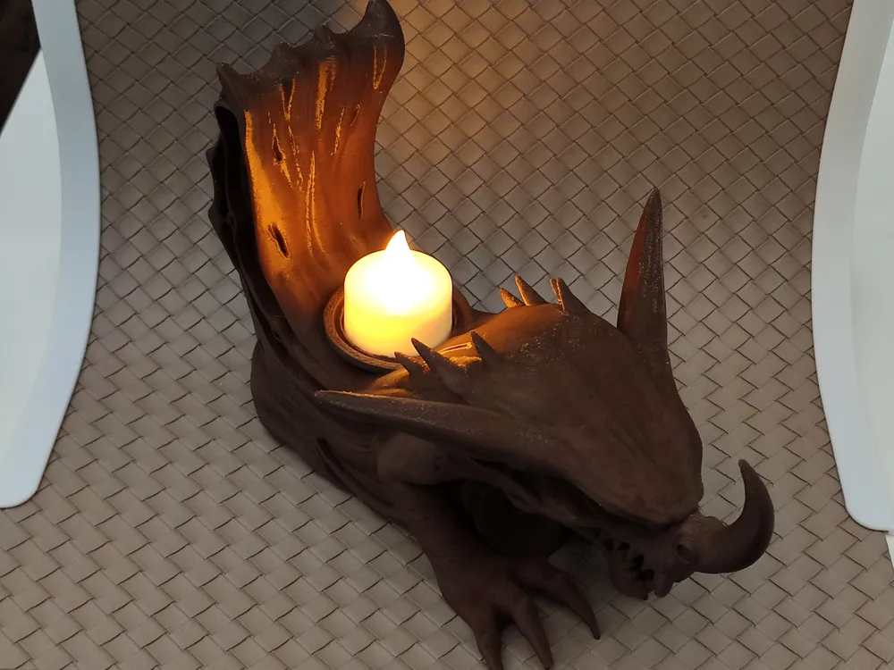 Trihorn Dragon - LED Tea light Holder by RUMcajz MakerWorld: Download ...