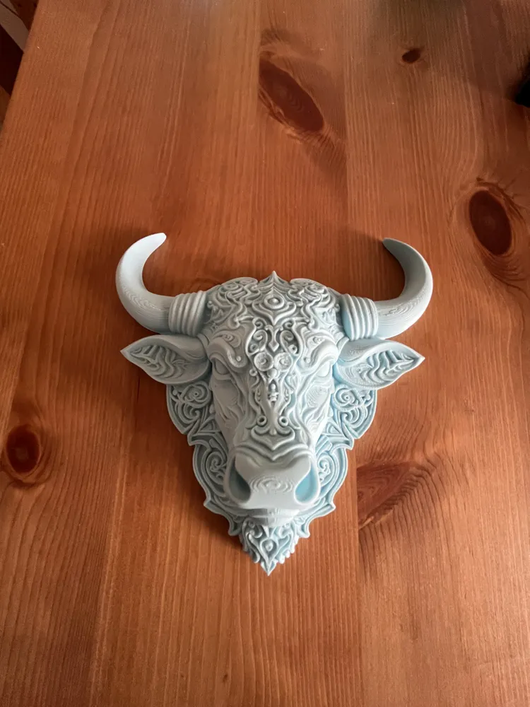 Ornamental Bull Head wall relief - Free 3D Print Model - MakerWorld