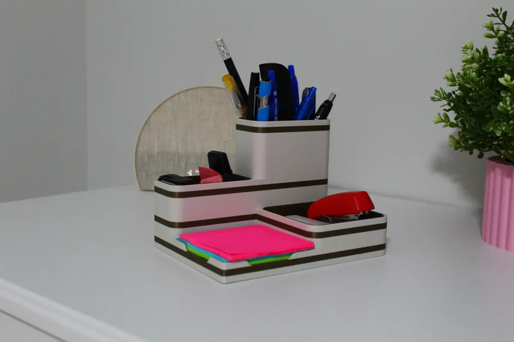 Desk Organizer With Post-It Note Holder - Free 3D Print Model - MakerWorld