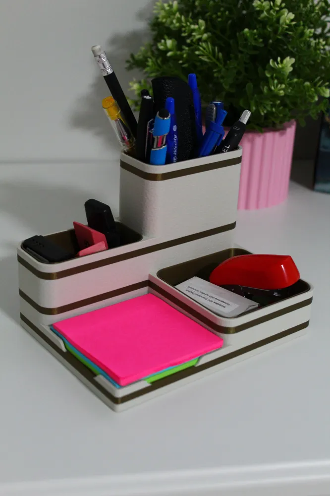 Desk Organizer With Post-It Note Holder - Free 3D Print Model - MakerWorld