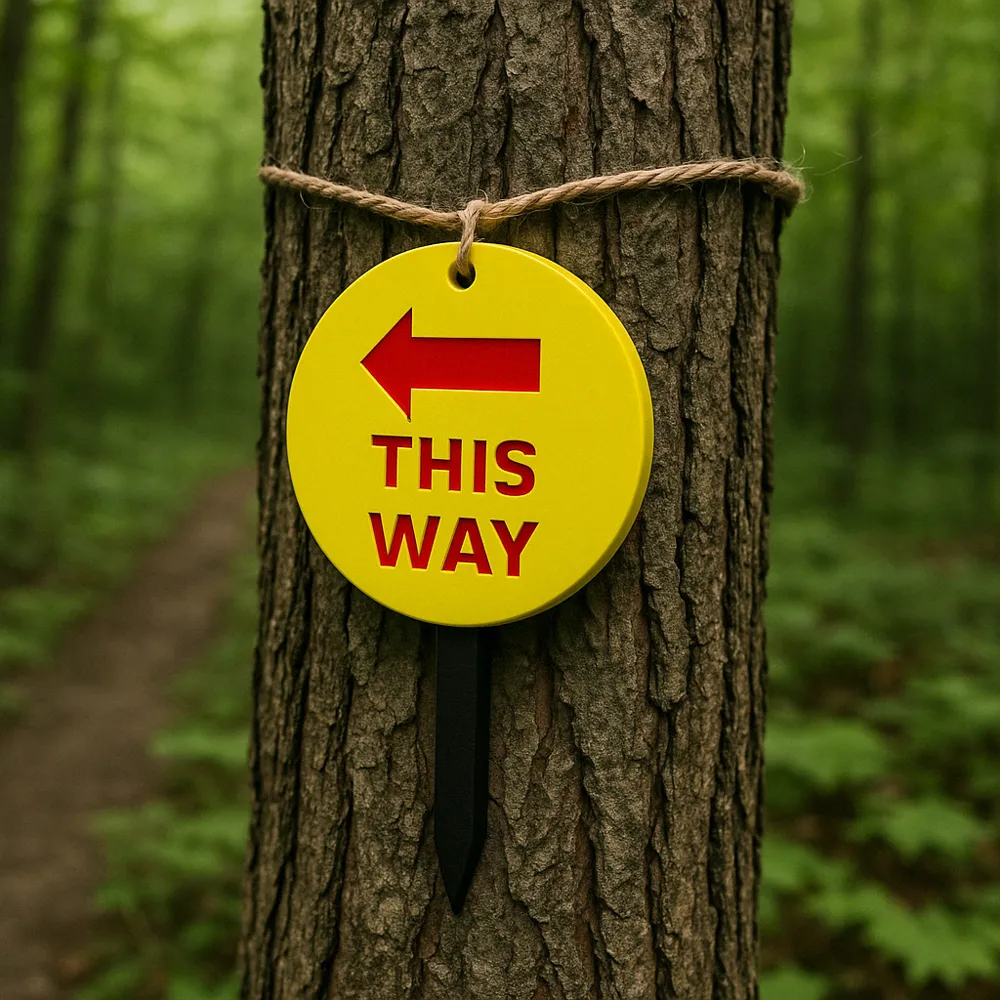 Hiking Trail - THIS WAY trail marker - Free 3D Print Model - MakerWorld