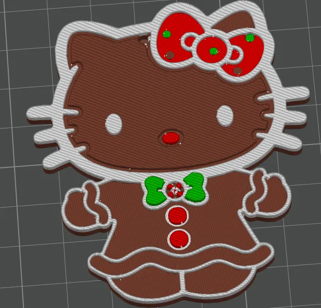 Gingerbread hello kitty ornament or keychain by CreatedN3D - MakerWorld