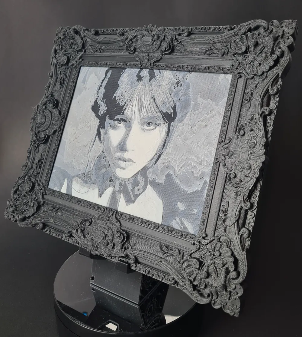 Wednesday Addams Hueforge portrait with it's baroque frame by ...