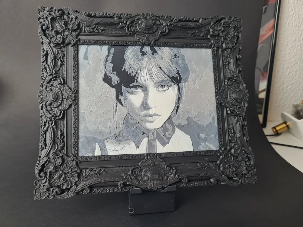 Wednesday Addams Hueforge portrait with it's baroque frame by ...