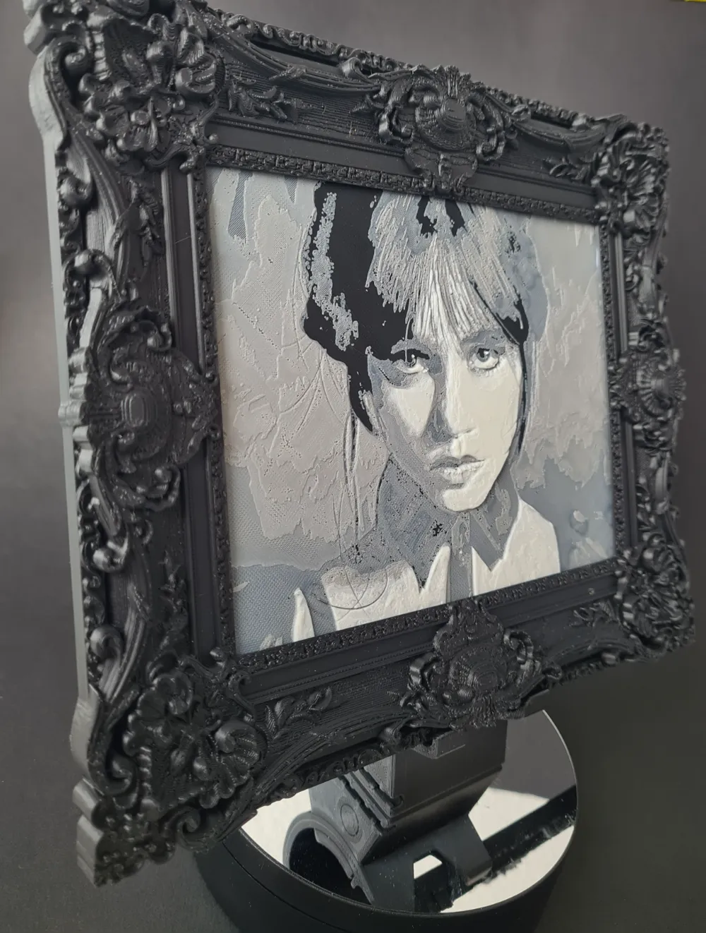 Wednesday Addams Hueforge portrait with it's baroque frame by ...
