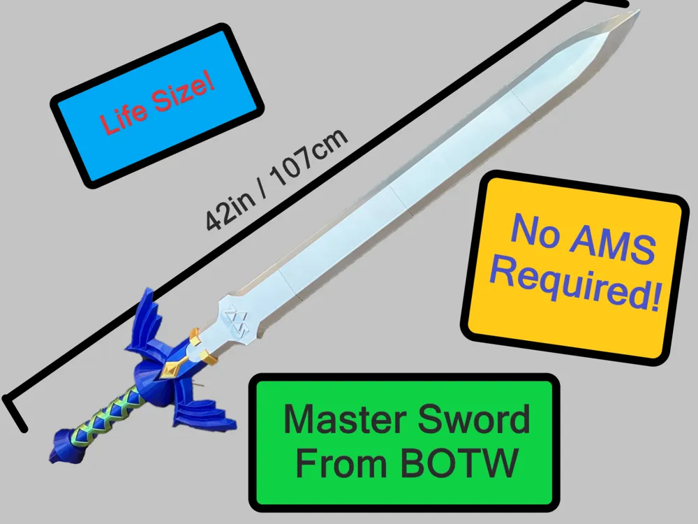 Master Sword From BOTW-Full Size - Free 3D Print Model - MakerWorld