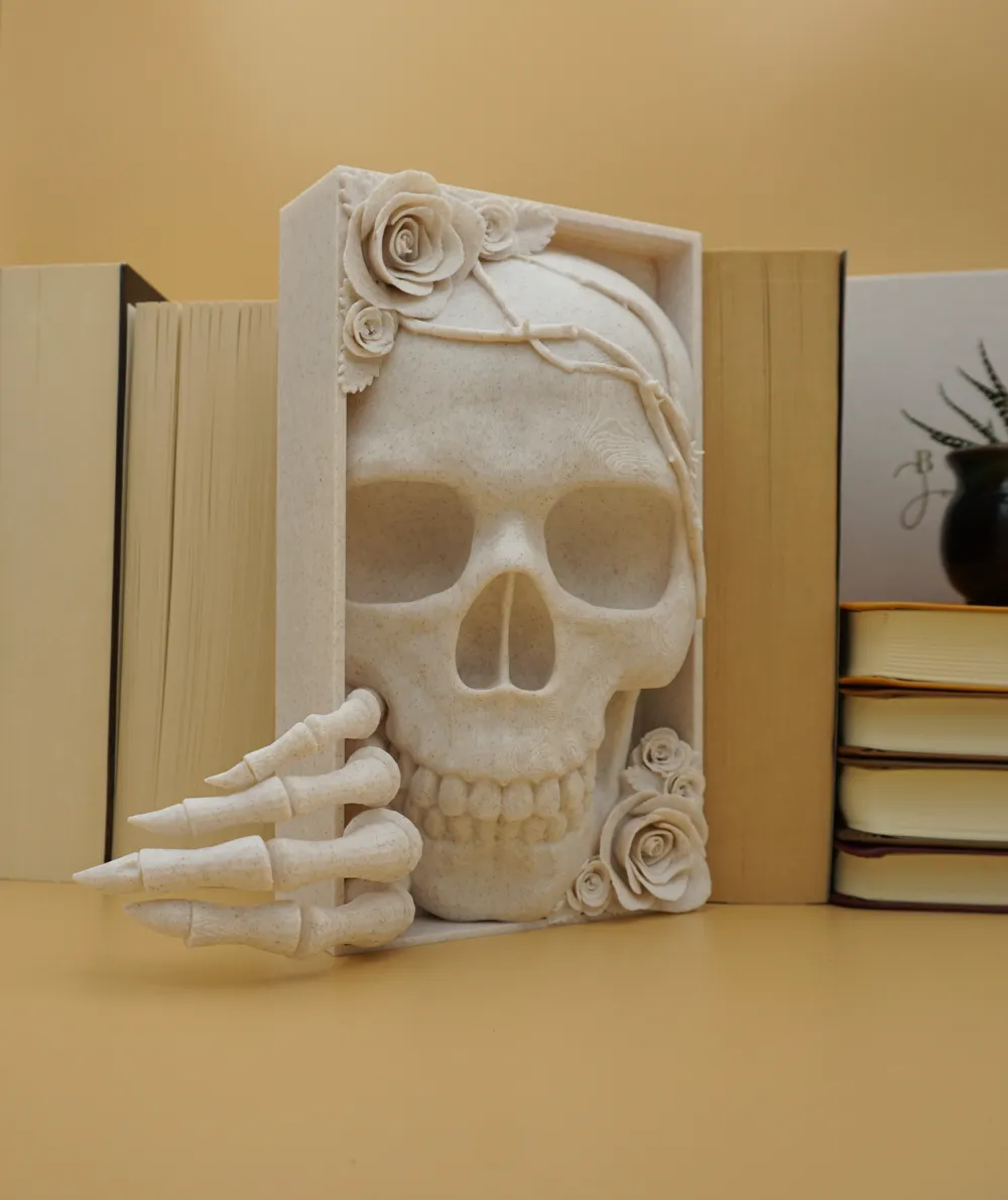 Skull BookNook with Roses (and Thorns) | 1 Color - Free 3D Print Model ...