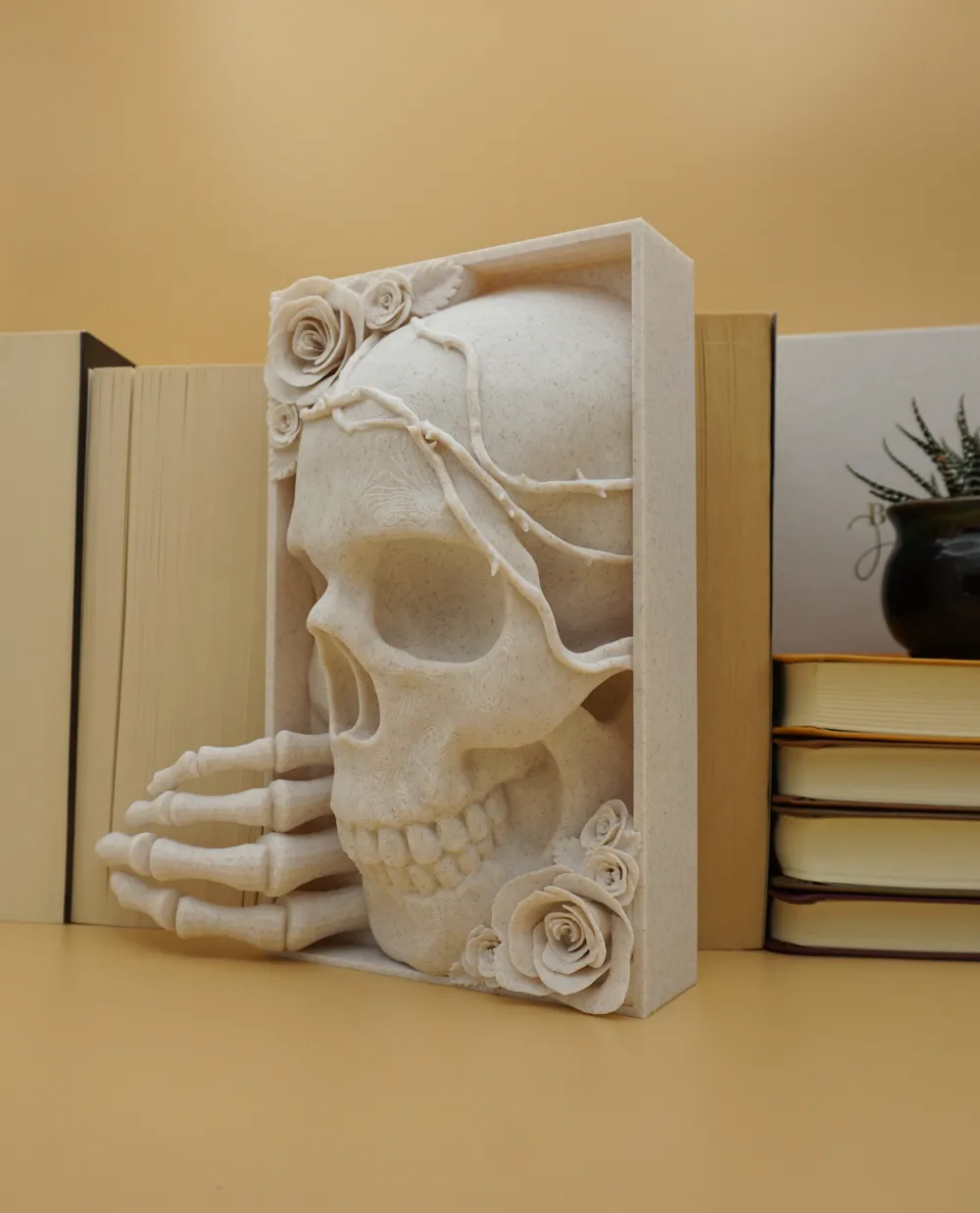 Skull BookNook with Roses (and Thorns) | 1 Color - Free 3D Print Model ...