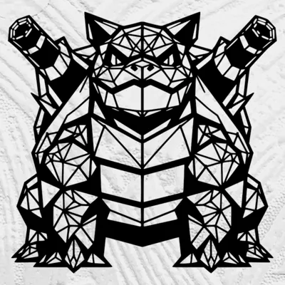 Geometric Low Poly Evil Blastoise Pokemon with display Plate by 3D Print Wolf - MakerWorld