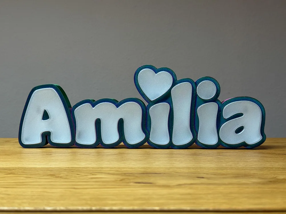 LED Name Lamp Amilia - Free 3D Print Model - MakerWorld