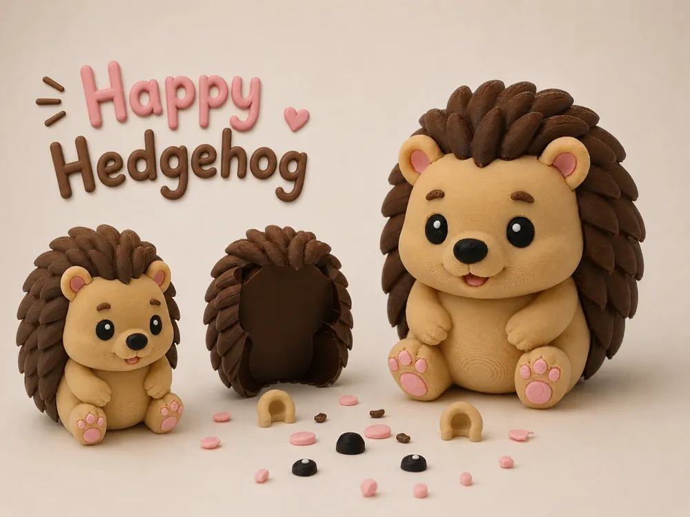 Happy Hedgehog – Multi-Part Decorative Figure - Free 3D Print Model ...