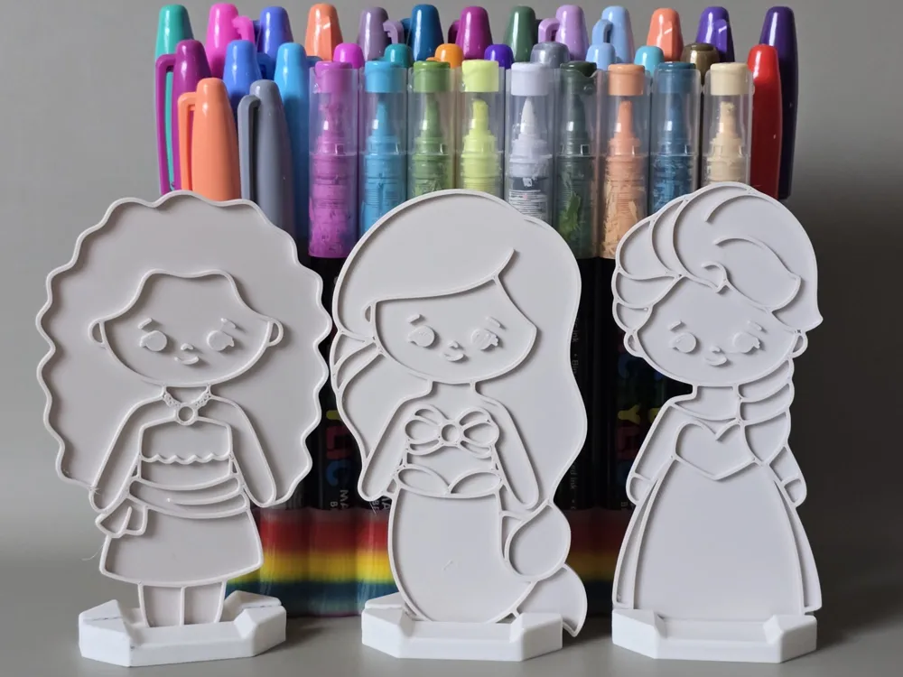 Cute Girl Coloring Craft Princess Mermaid Set - Free 3D Print Model ...