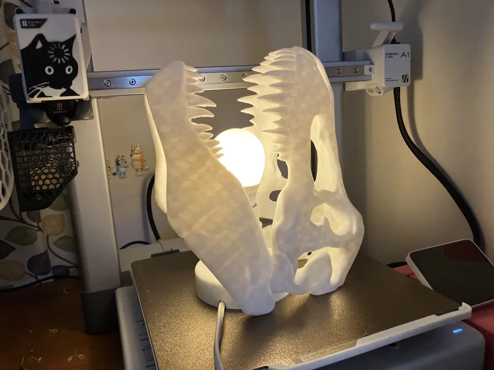 T rex skull Lamp by Arlo MakerWorld: Download Free 3D Models