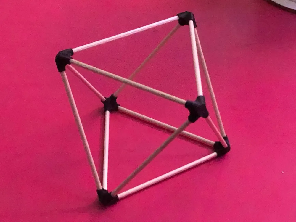 Wooden skewer Octahedron hub by ReeCAD MakerWorld: Download Free 3D Models