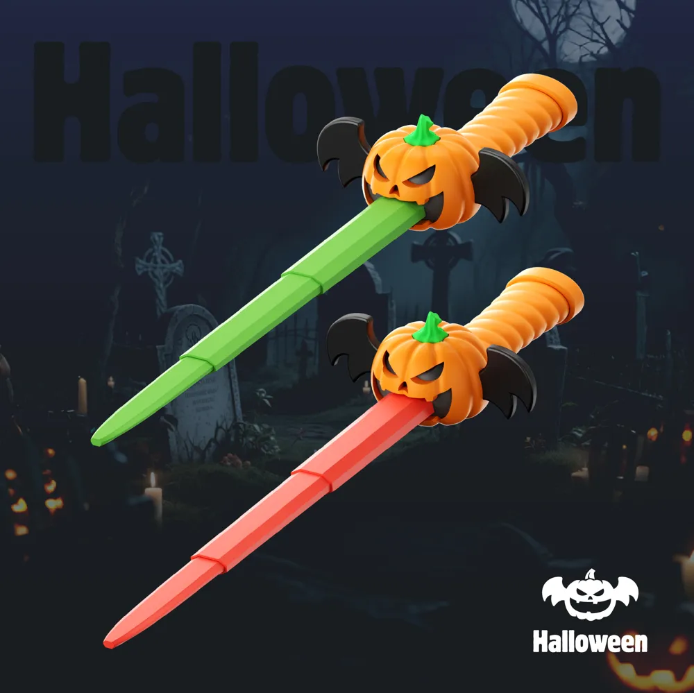 Halloween Pumpkin Retractable Sword - Free 3D Print Model - MakerWorld