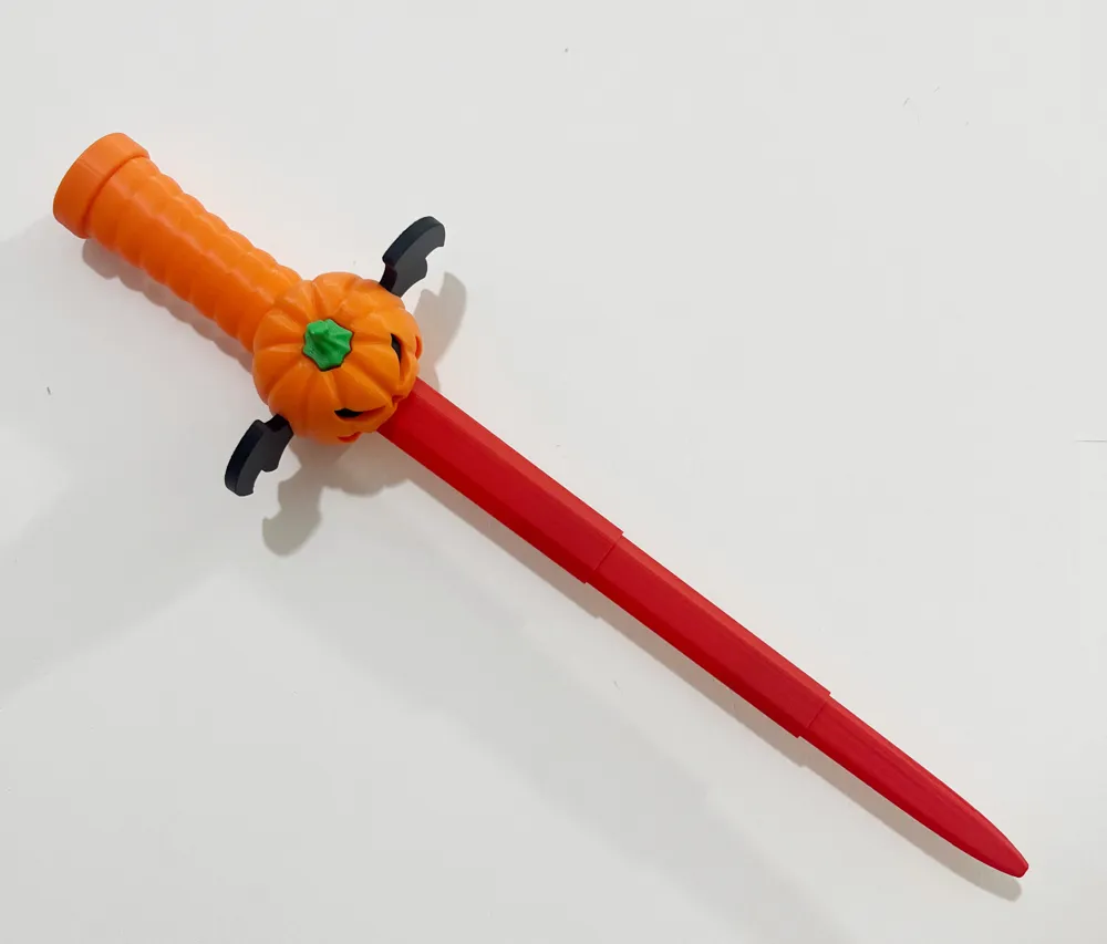 Halloween Pumpkin Retractable Sword - Free 3D Print Model - MakerWorld