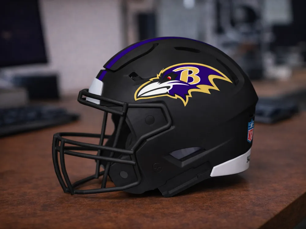 Baltimore Ravens Football Helmet - With Stripes - Free 3D Print Model ...
