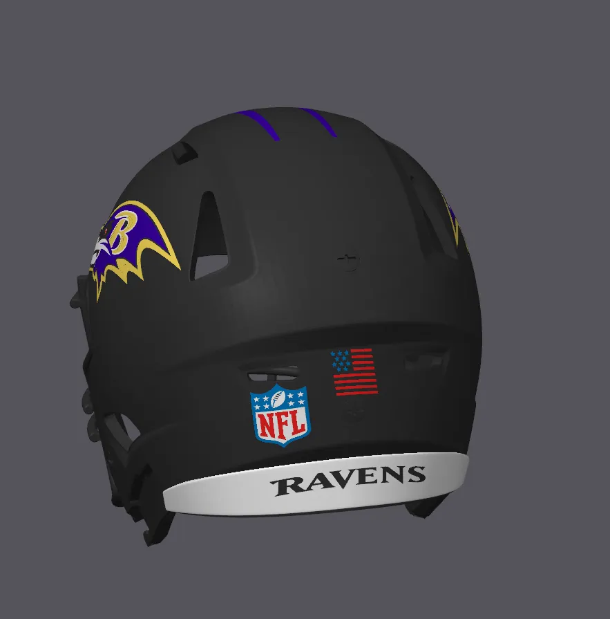 Baltimore Ravens Football Helmet - With Stripes - Free 3D Print Model ...