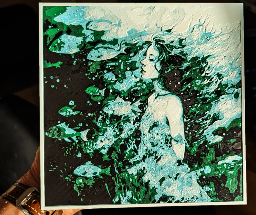 Mermaid Aquarelle painting - Hueforge by Sniken - MakerWorld