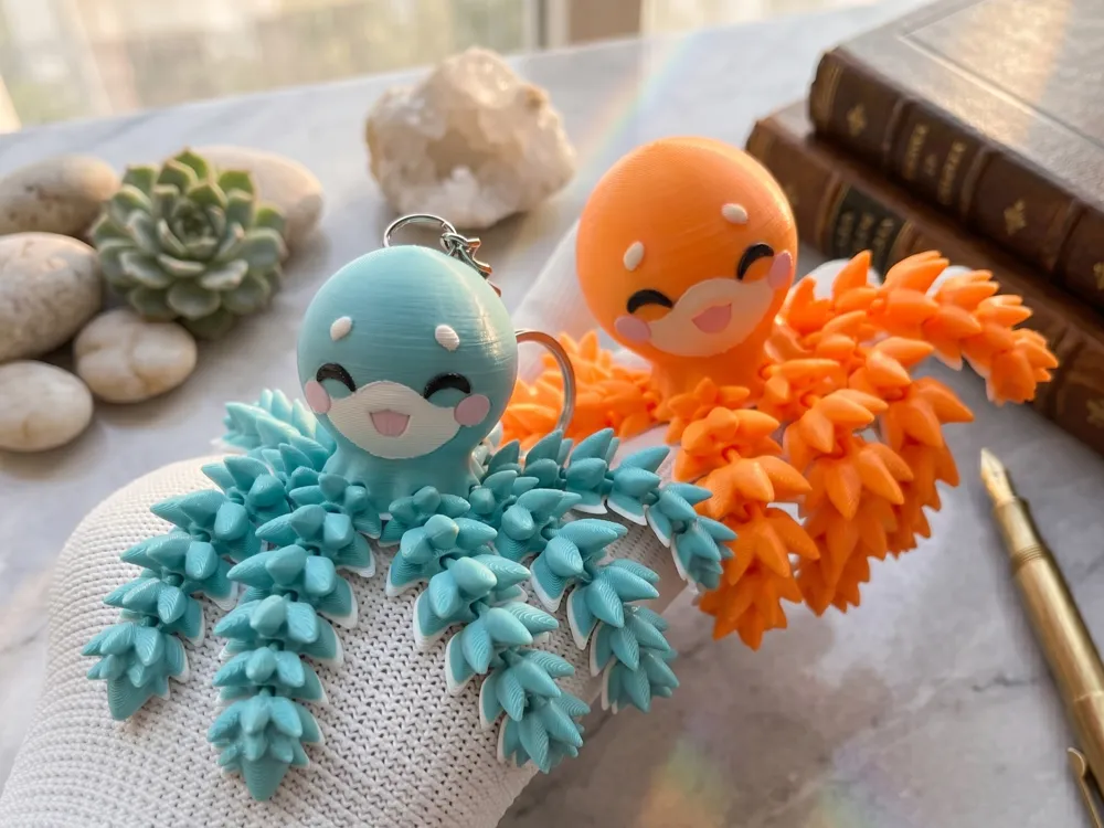 Flexi Fluffy Octopus - Articulated Toy / Keychain - Free 3D Print Model ...