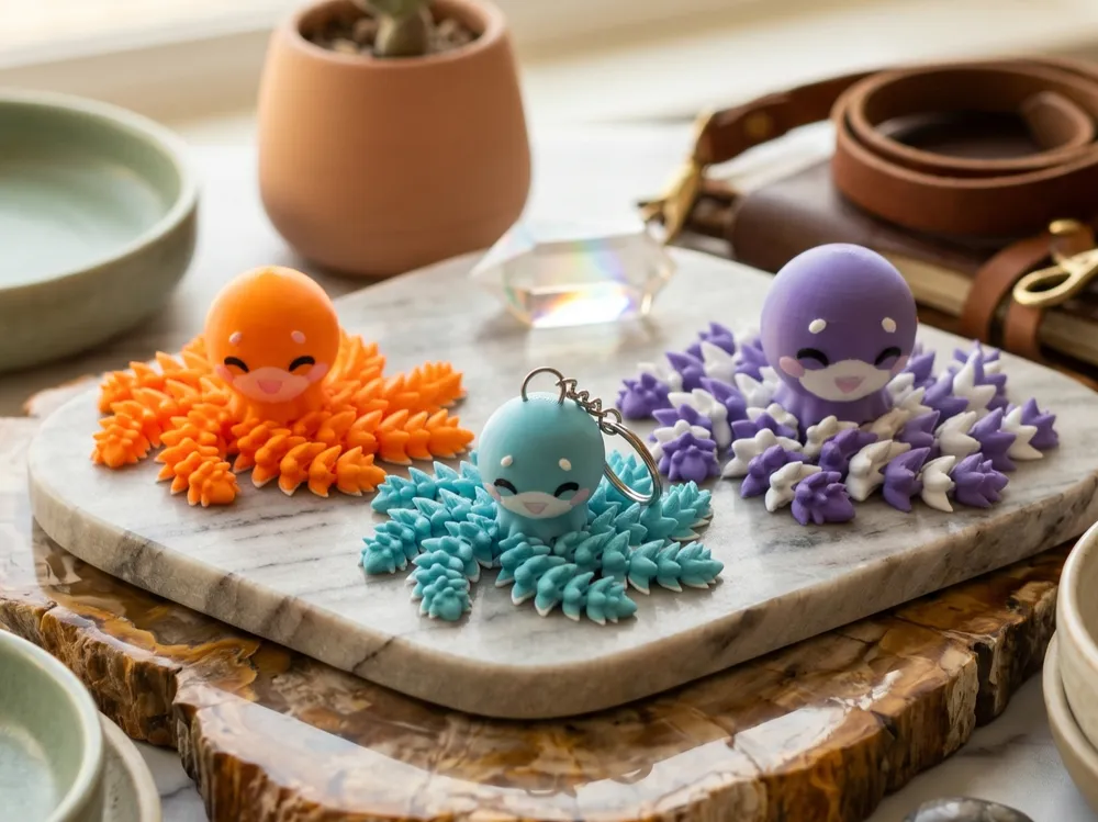 Flexi Fluffy Octopus - Articulated Toy / Keychain - Free 3D Print Model ...