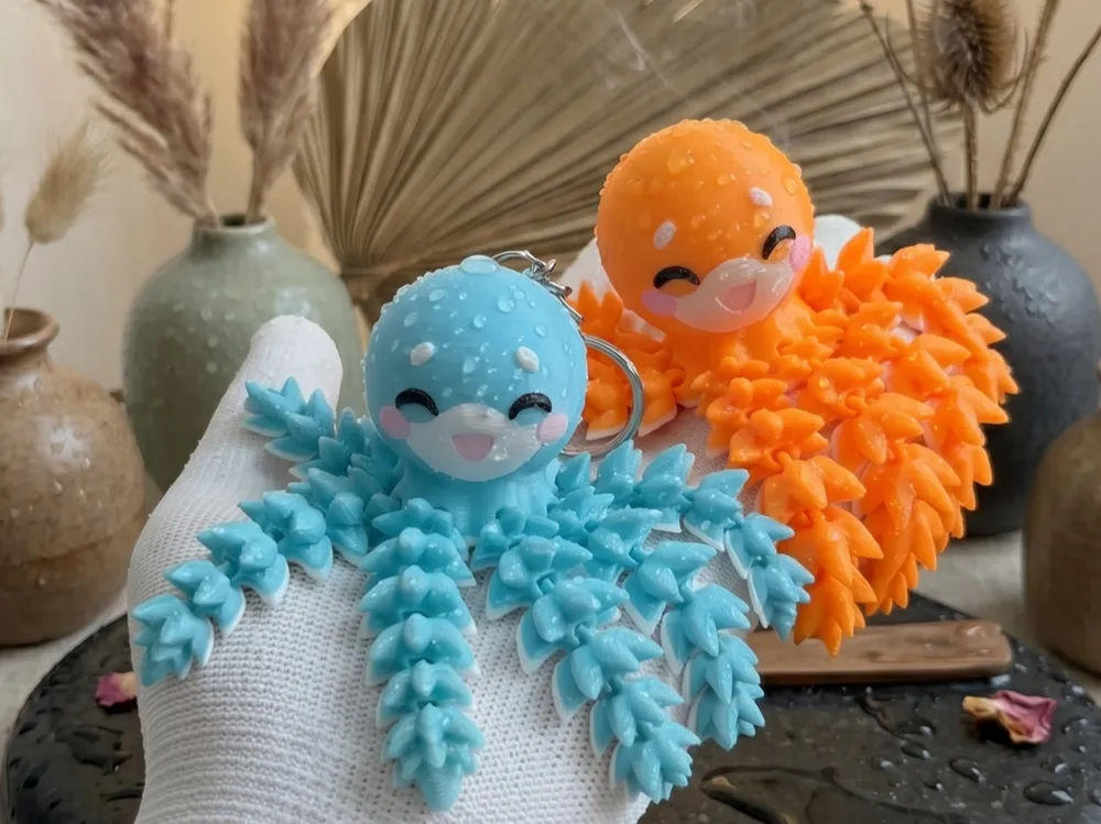 Flexi Fluffy Octopus - Articulated Toy / Keychain - Free 3D Print Model ...