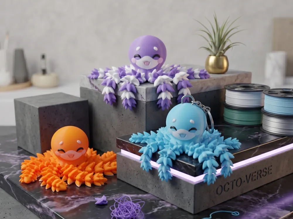 Flexi Fluffy Octopus - Articulated Toy / Keychain - Free 3D Print Model ...