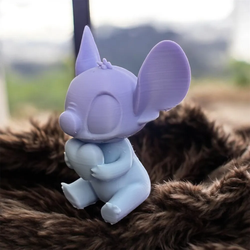 Stitch Cute Alien Hugging a Heart - Free 3D Print Model - MakerWorld