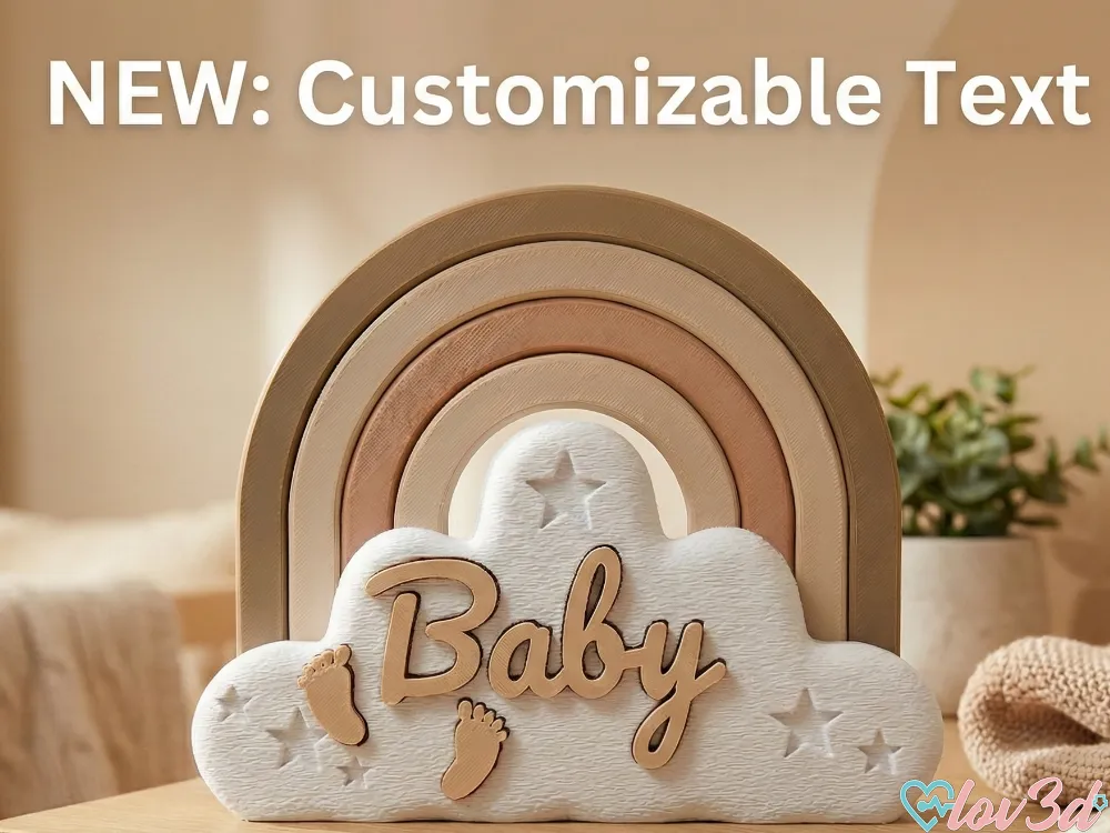 Customizable "Baby" Rainbow & Cloud Deco (NO AMS) - Free 3D Print Model ...