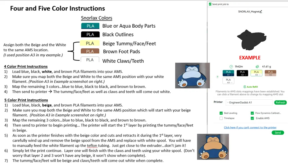 Pokemon Snorlax Magnet (5 Colors with 4 Color AMS) by EngineerDad66 ...
