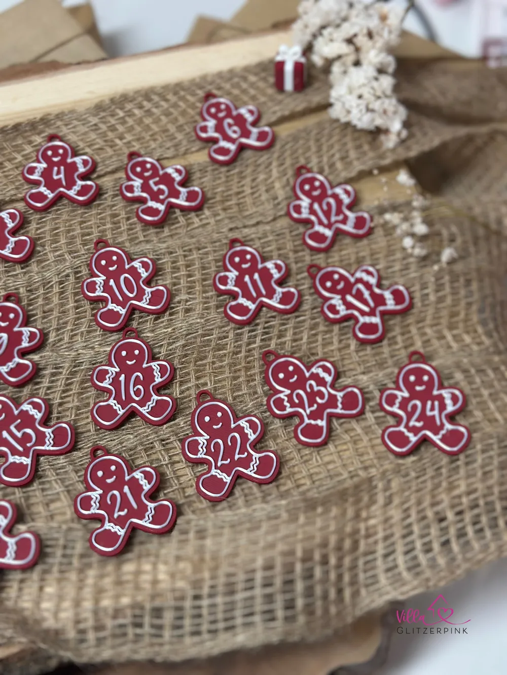 Advent Calendar Numbers Gingerbread Man Pendant - Free 3D Print Model ...