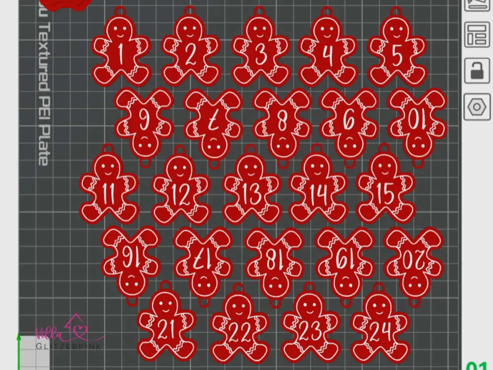 Advent Calendar Numbers Gingerbread Man Pendant - Free 3D Print Model ...
