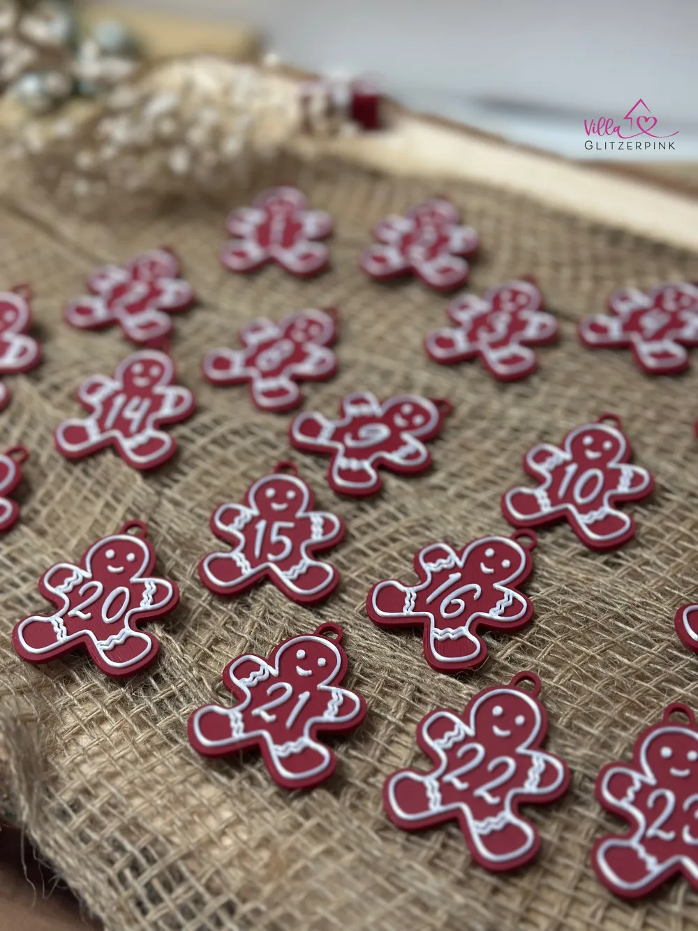 Advent Calendar Numbers Gingerbread Man Pendant - Free 3D Print Model ...