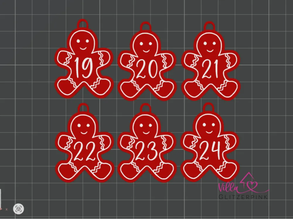 Advent Calendar Numbers Gingerbread Man Pendant - Free 3D Print Model ...