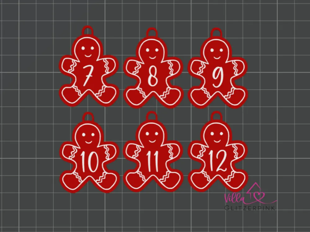 Advent Calendar Numbers Gingerbread Man Pendant - Free 3D Print Model ...