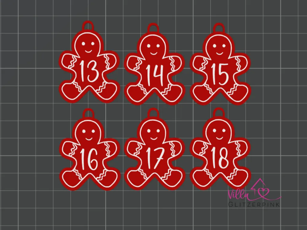 Advent Calendar Numbers Gingerbread Man Pendant - Free 3D Print Model ...