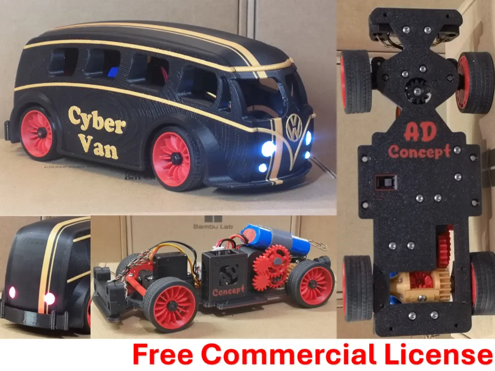 Cyber Van - VW Combi - Cyberbrick - RC - Free 3D Print Model - MakerWorld