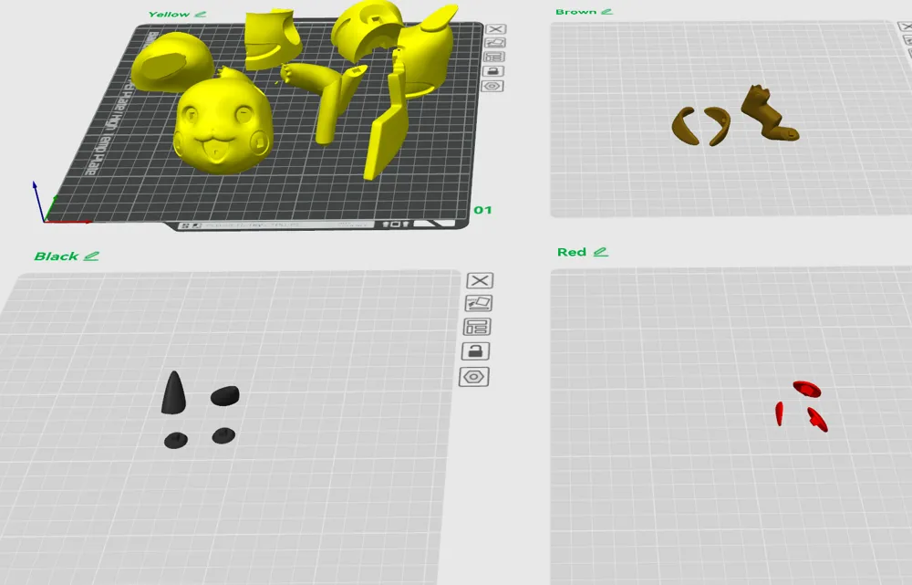 Pikachu multi parts no ams needed by A&D Creative desgin MakerWorld ...