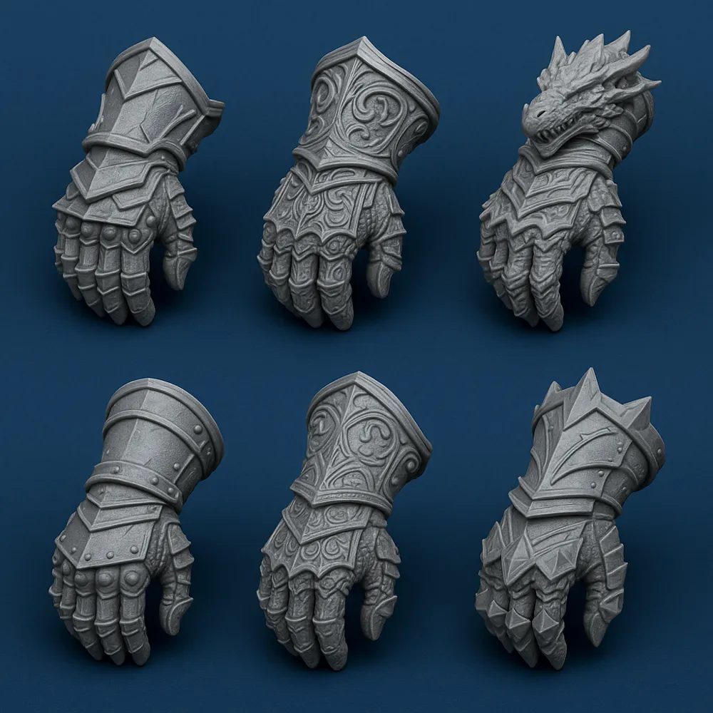 Fantasy Armored Gauntlets Set Warrior Gloves - Free 3D Print Model ...
