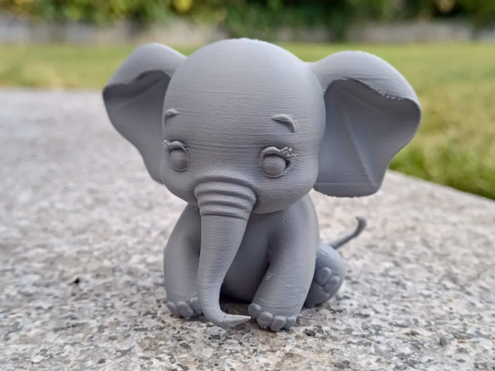 Baby Trunk Buddy (Cute Sitting Elephant) - Free 3D Print Model - MakerWorld