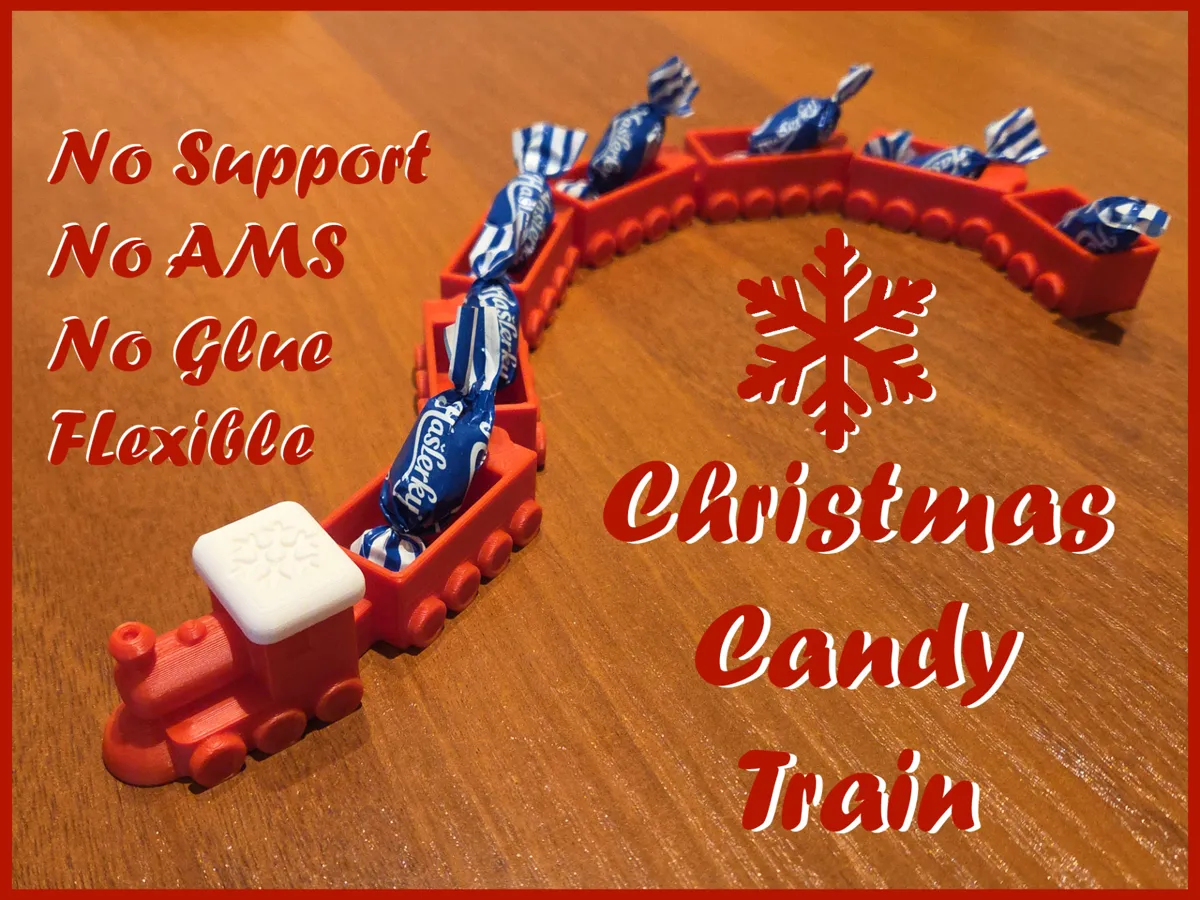 Christmas Candy Articulated Train - Free 3D Print Model - MakerWorld